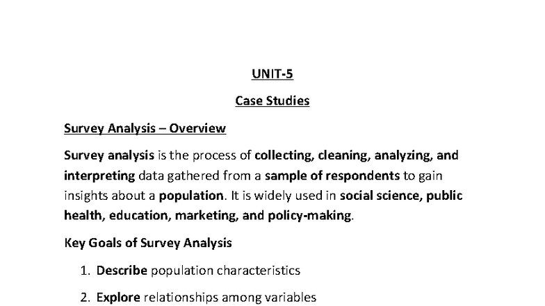 UNIT-5 - Overview of Survey Analysis and Persuasive Data Use - Studocu