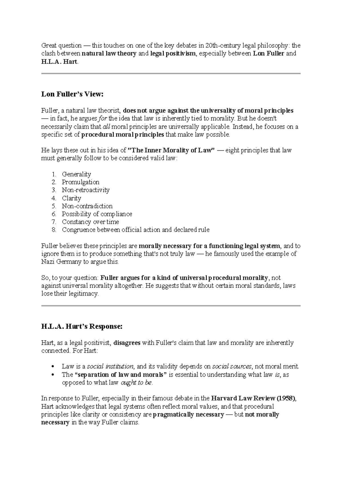 Legal Philosophy Debate: Fuller vs. Hart - Key Insights and Analysis ...