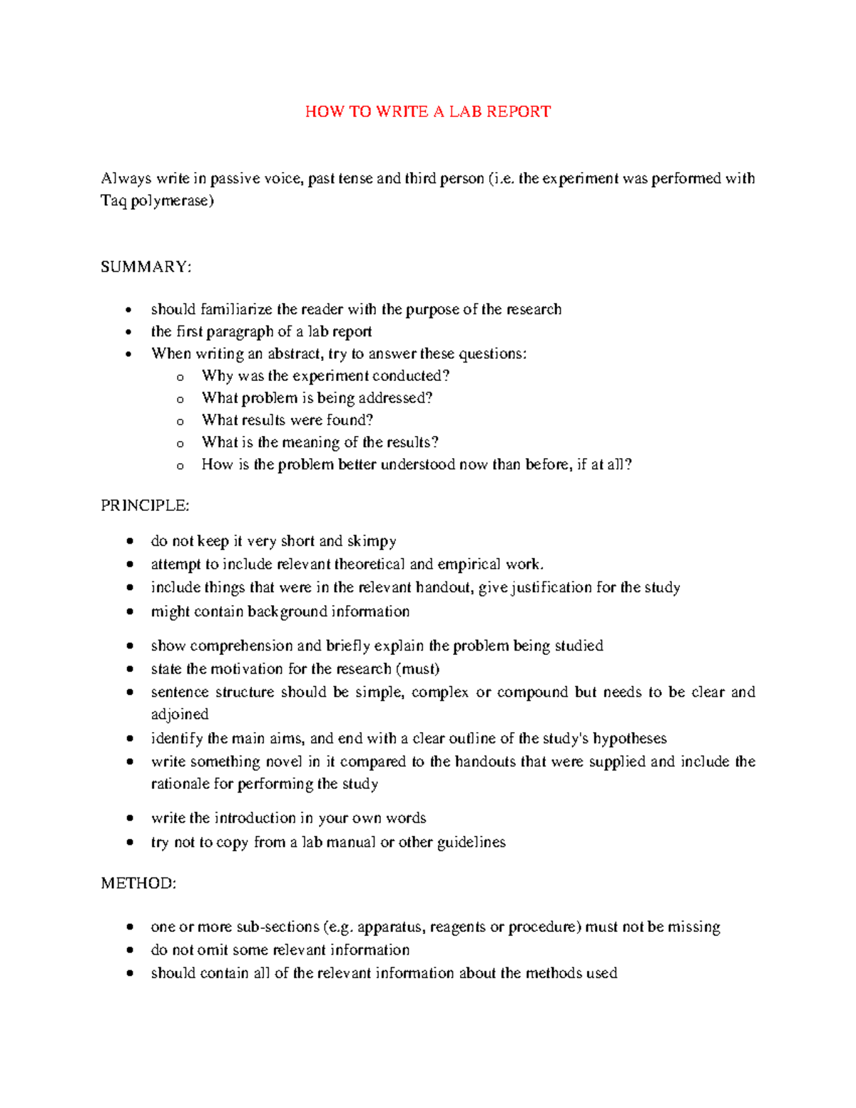 Effective Lab Report Writing Guidelines: Structure & Tips - Studocu