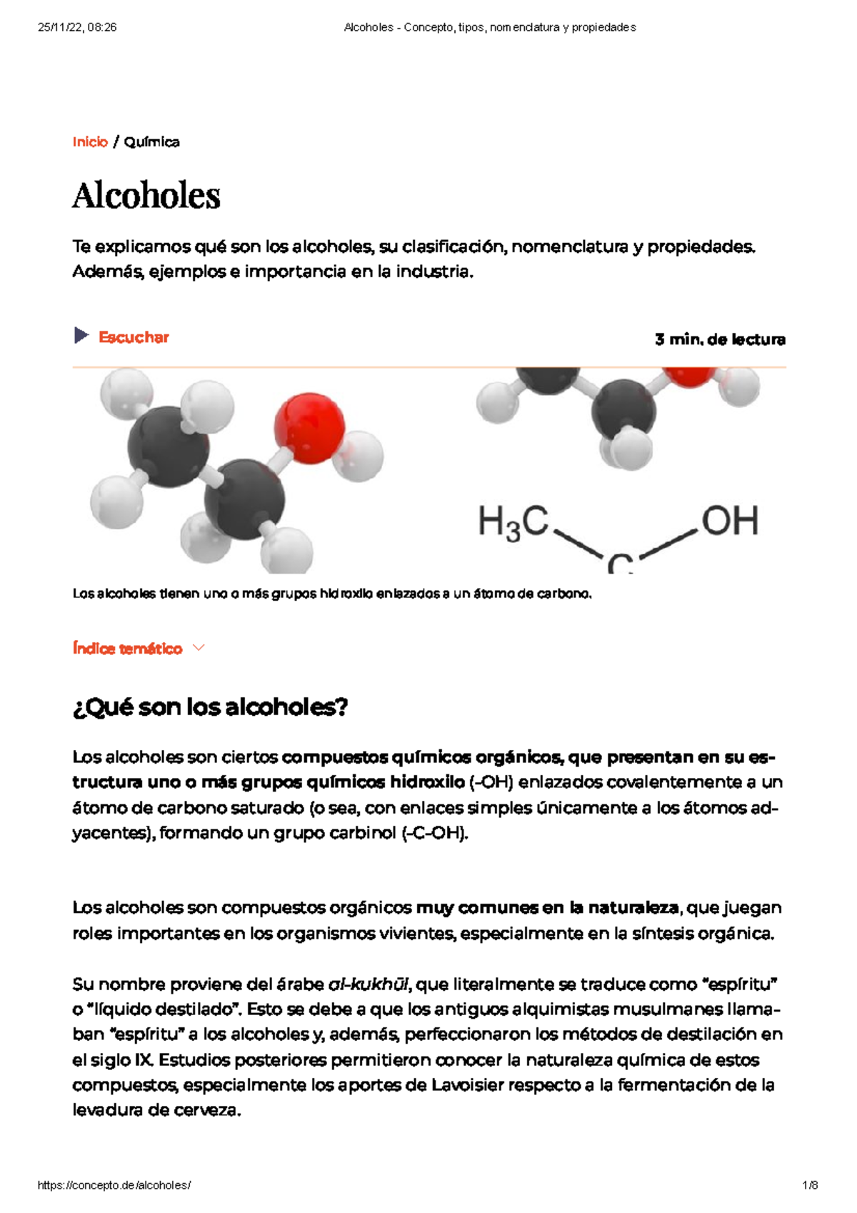 Alcoholes - Concepto, tipos, nomenclatura y propiedades - Inicio / Química Alcoholes Te ...