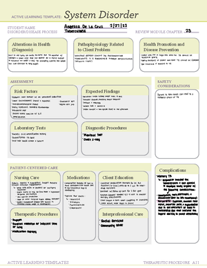 Active Learning Template ATI Hypovolemic Shock - ACTIVE LEARNING ...