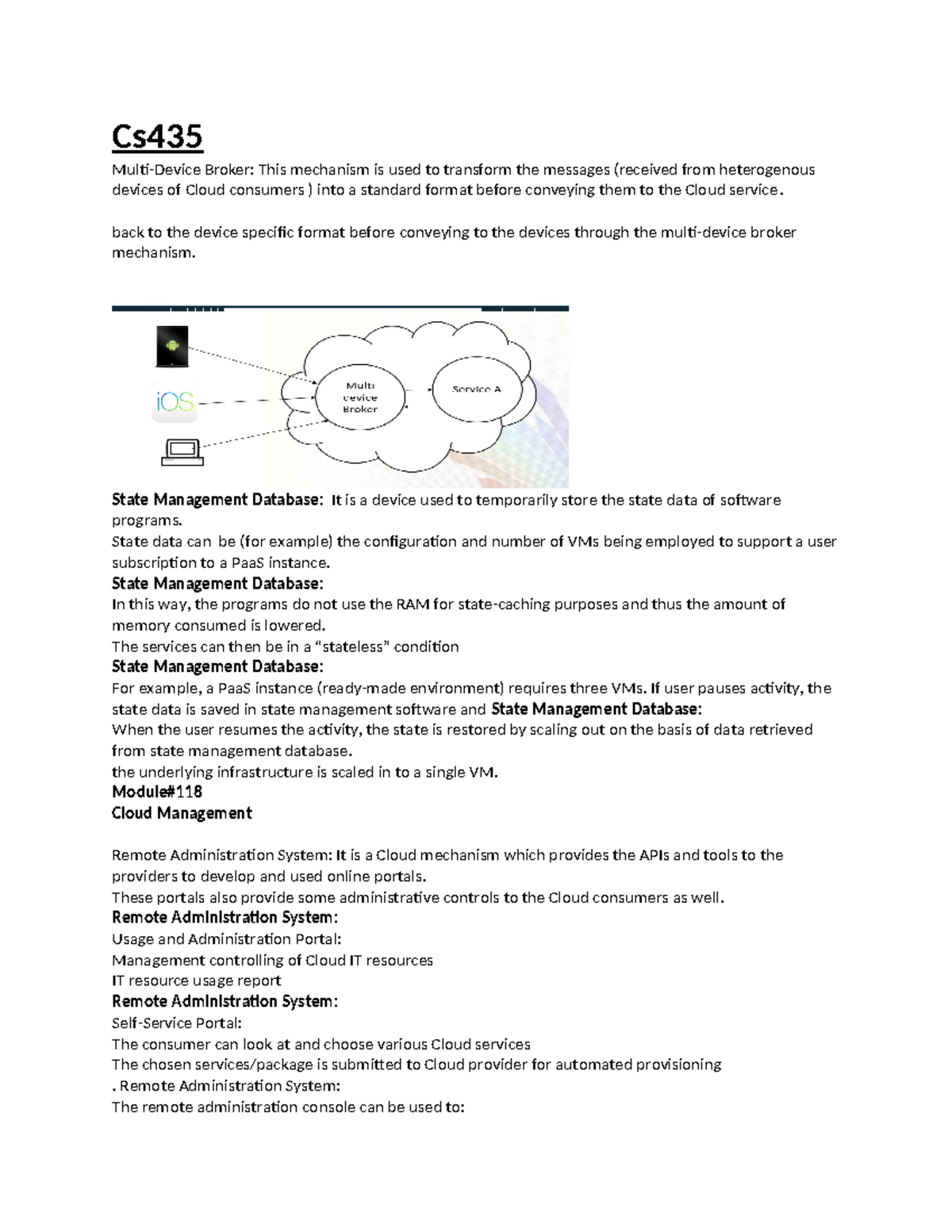 Cs435 - Final Term Notes on Cloud Architecture Mechanisms - Studocu