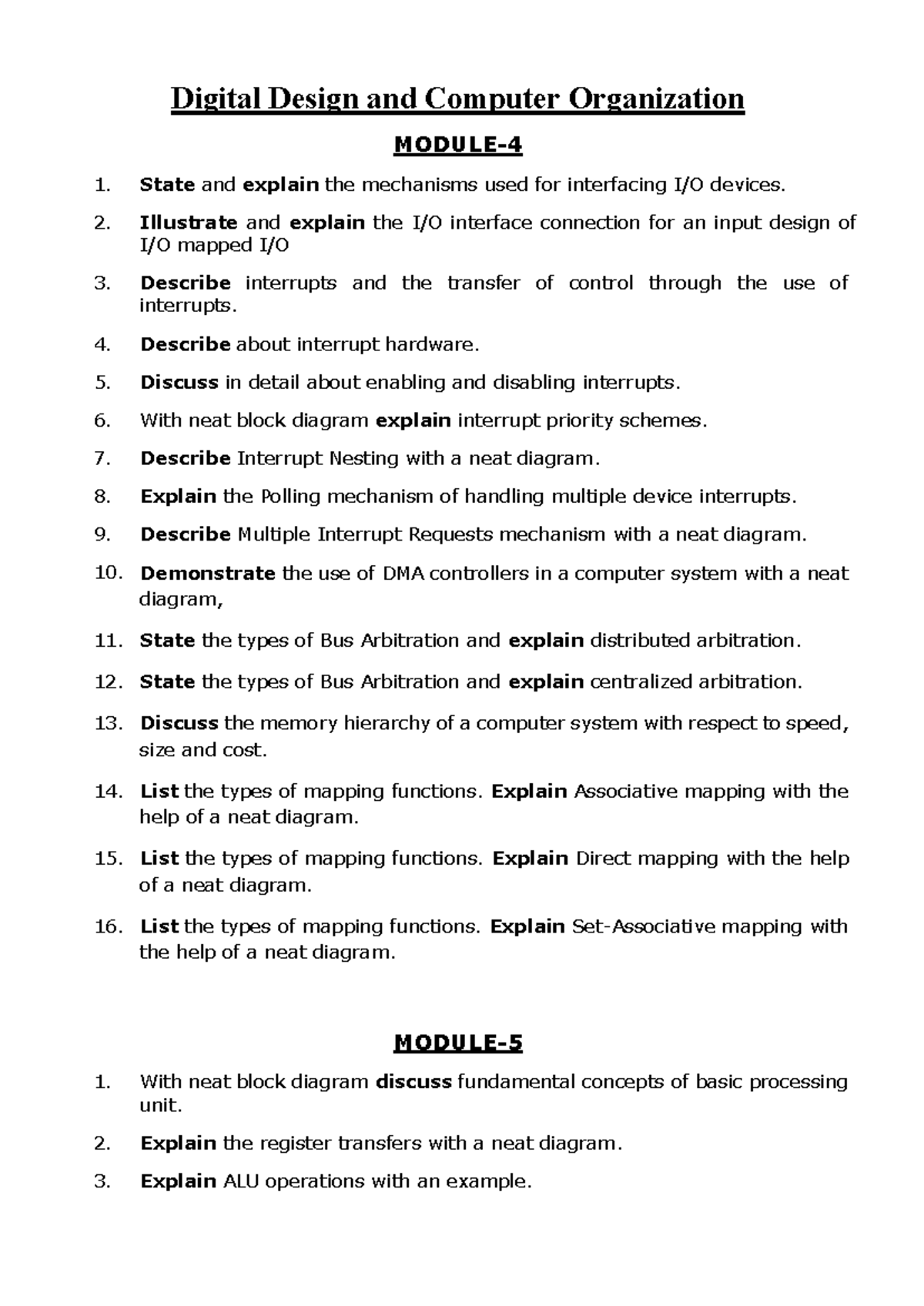 DDCO 1: Interfacing Devices, Interrupts, and Memory Hierarchy - Studocu