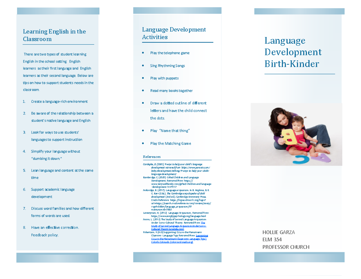 EDU 354 T5 Language Development Strategies and Activities Guide - Studocu