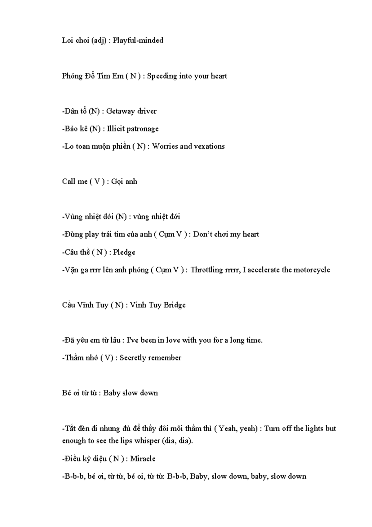 Loi choi - dtudtudt - Loi choi (adj) : Playful-minded Phóng Đổ Tim Em ...