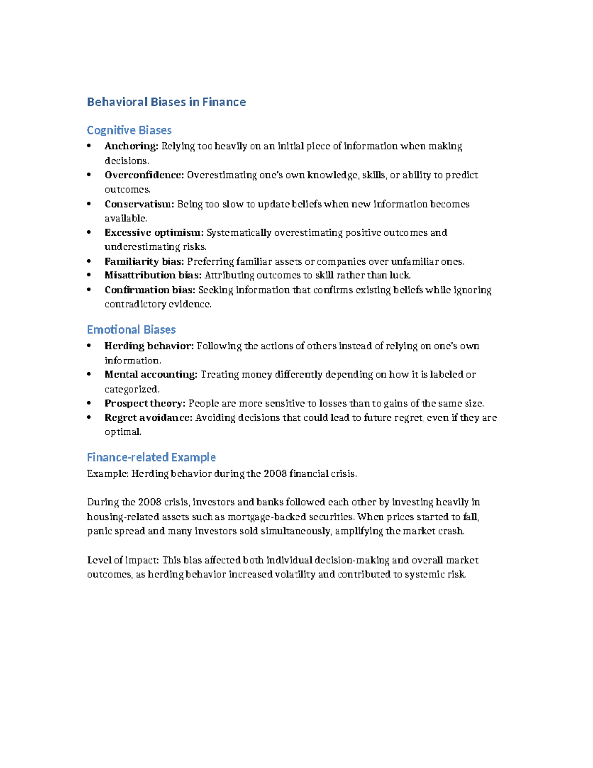 Behavioral Biases in Finance: Understanding Cognitive and Emotional ...