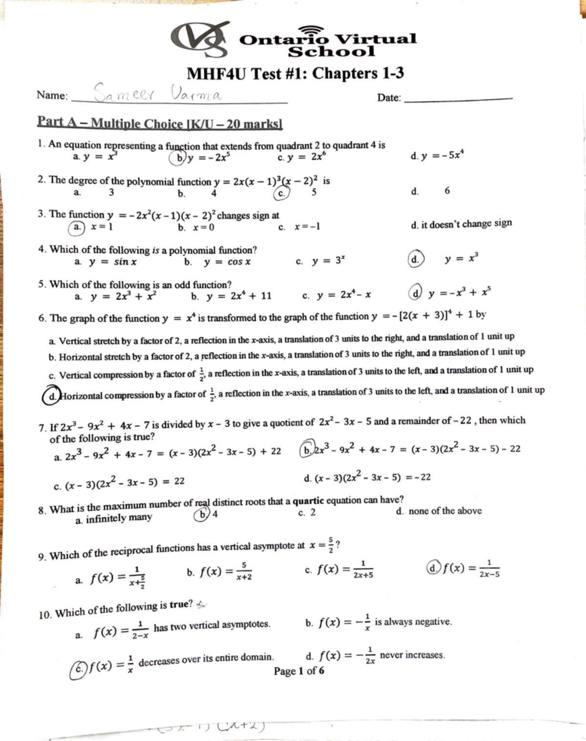 MHF4U Final Exam Study Guide - Comprehensive Coverage - Studocu