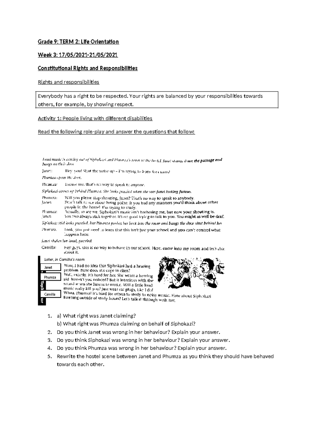 Grade 9 LO: Term 2 Life Orientation - Constitutional Rights ...