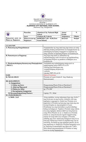 4th periodical test grade 8 Filipino - Pangalan: Ikaapat na Markahang ...