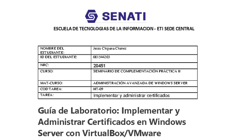 Tarea 20: Implementación y Administración de Certificados en Windows Server - - Studocu