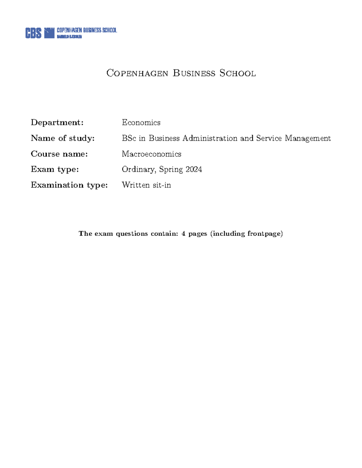 BSc in Business Administration & Service Management: Macroeconomics ...
