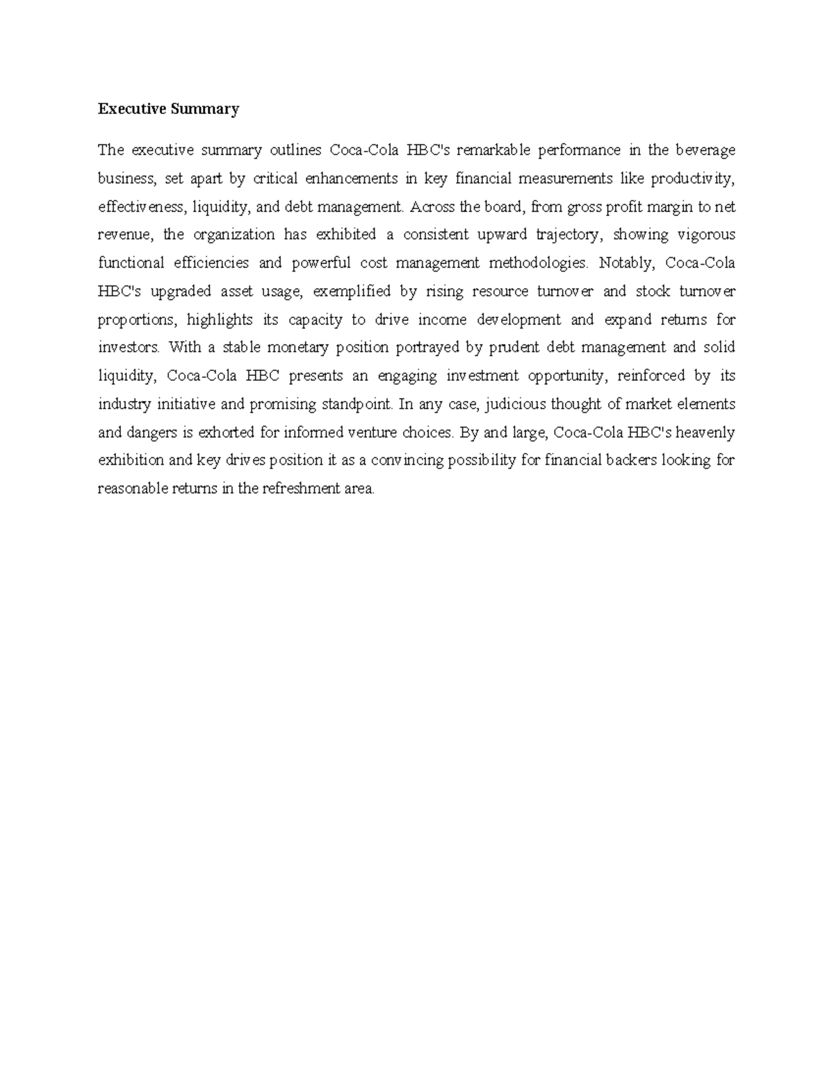 Coca-Cola HBC Financial Performance Analysis (2022-2023) - Studocu