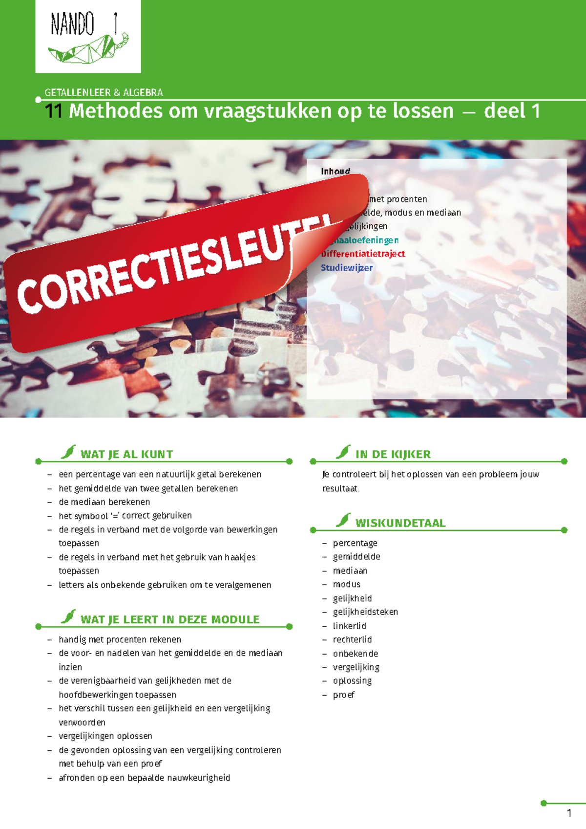Correctiesleutel module 11 - Nando 1 Inhoud Instap 1 Rekenen met ...