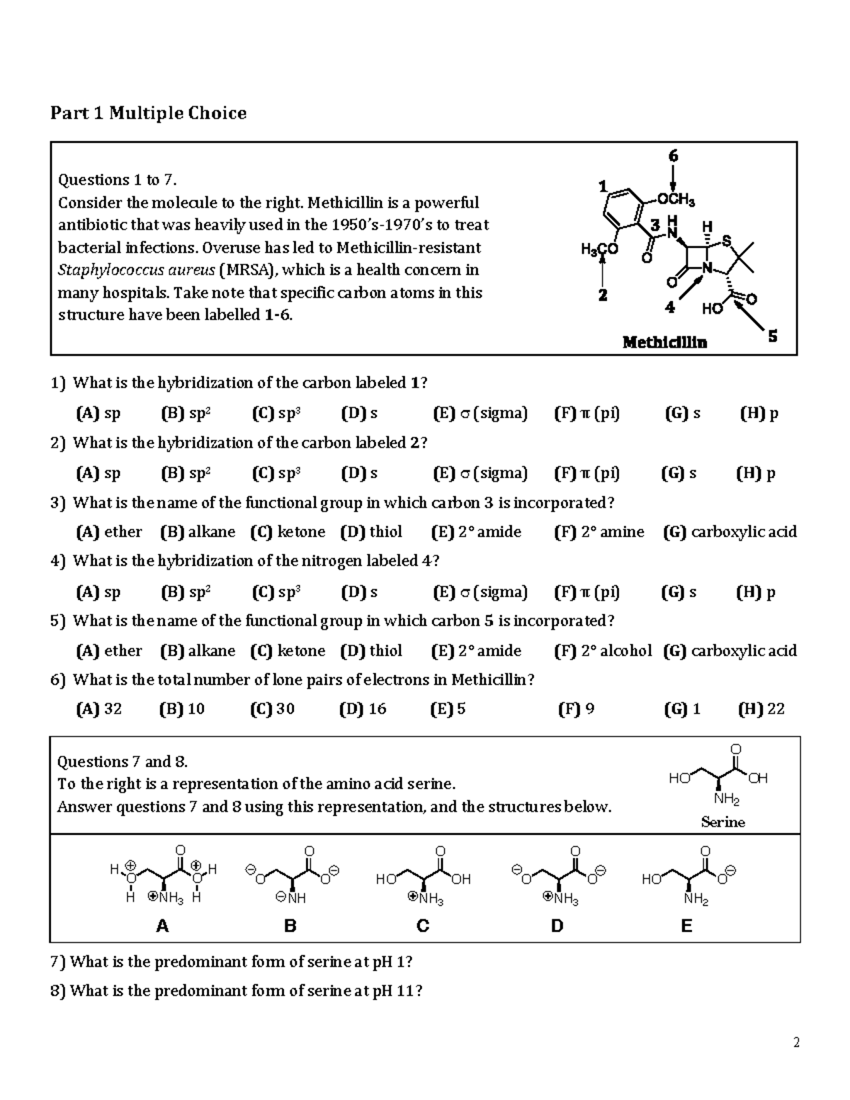 CHEM 233 Final Exam Practice A - Part 1 Multiple Choice 1) What is the ...