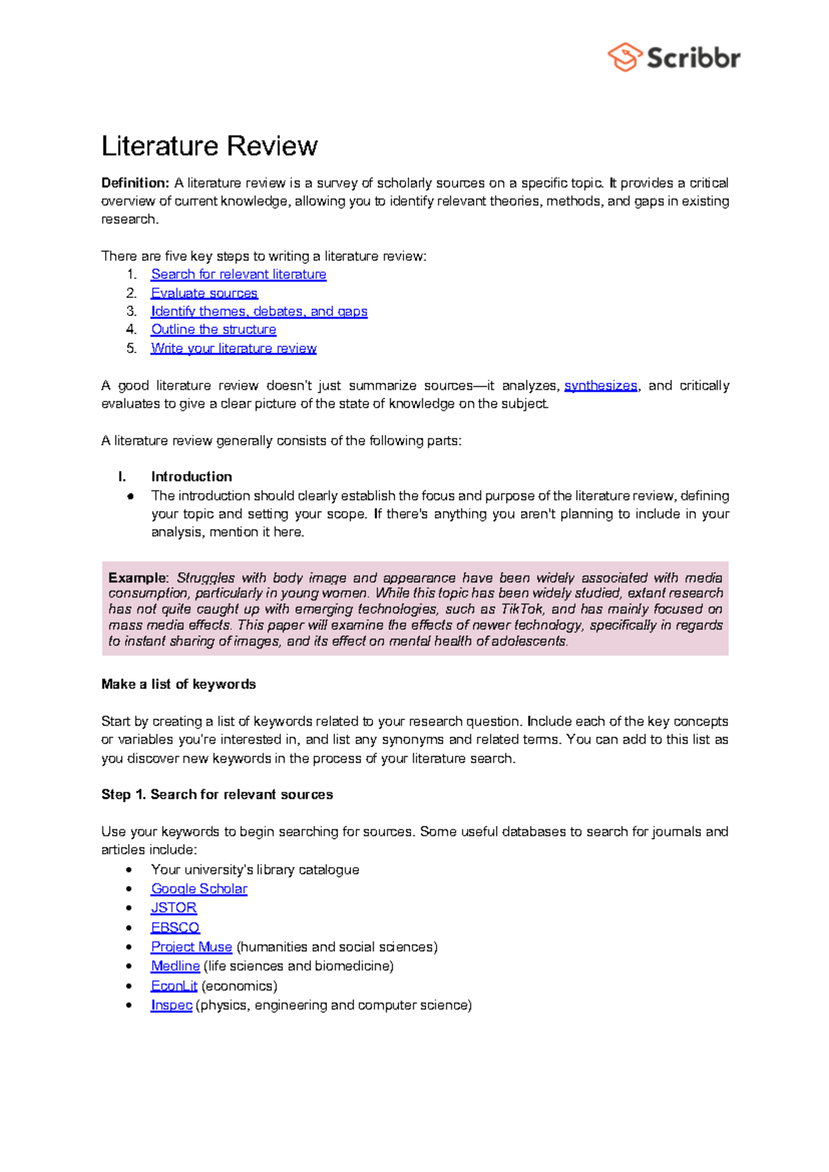 RRL - Comprehensive Guide to Writing a Literature Review - Studocu