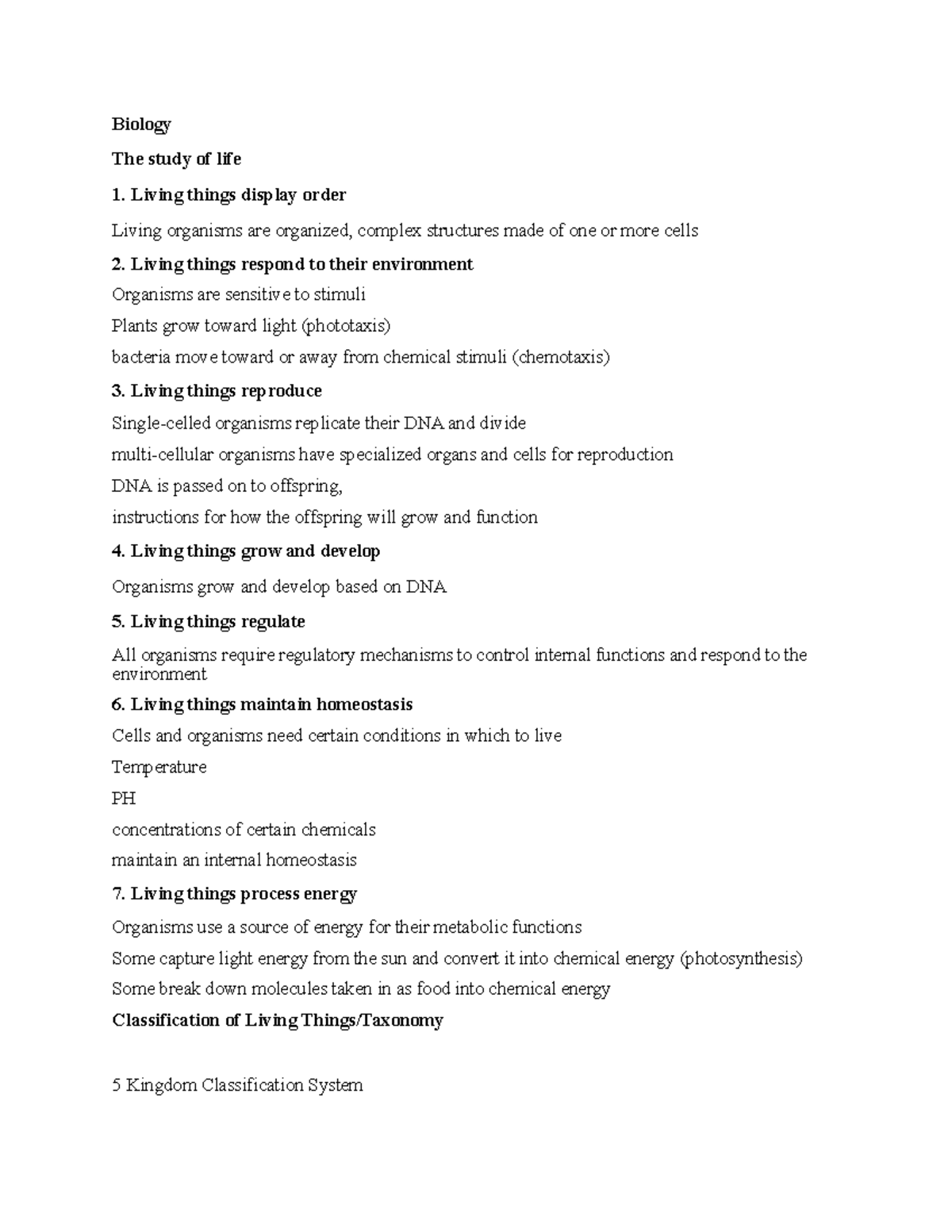 Topics in Bio Life : Virus Notes - Biology The study of life Living ...