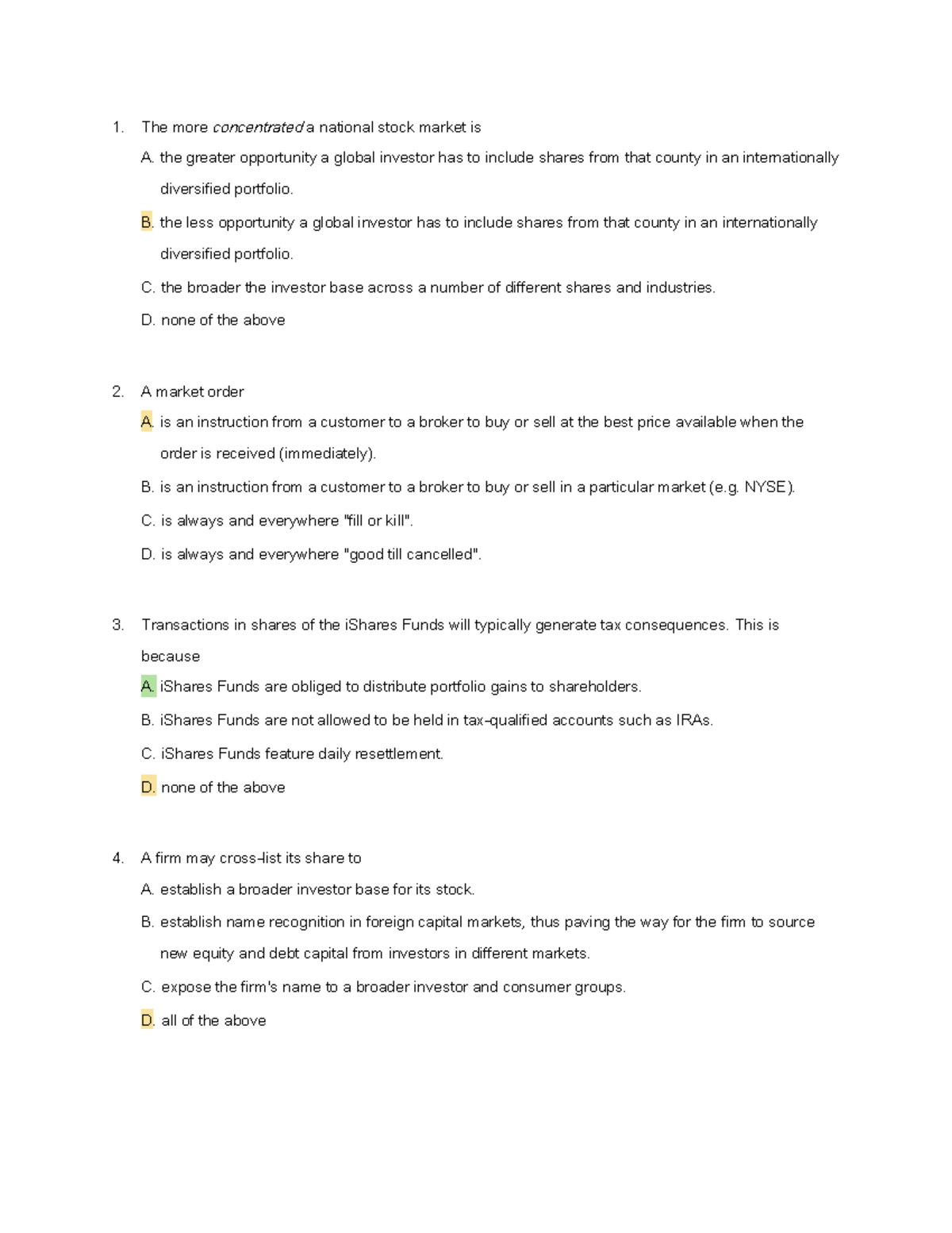 Exam 2 practice with solution - 1. The more concentrated a national ...