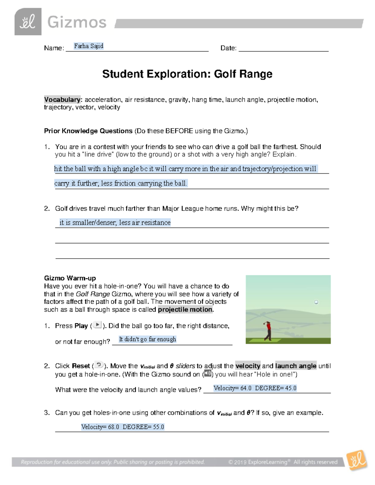 Golf Range Exploration - Understanding Projectile Motion and Dynamics ...