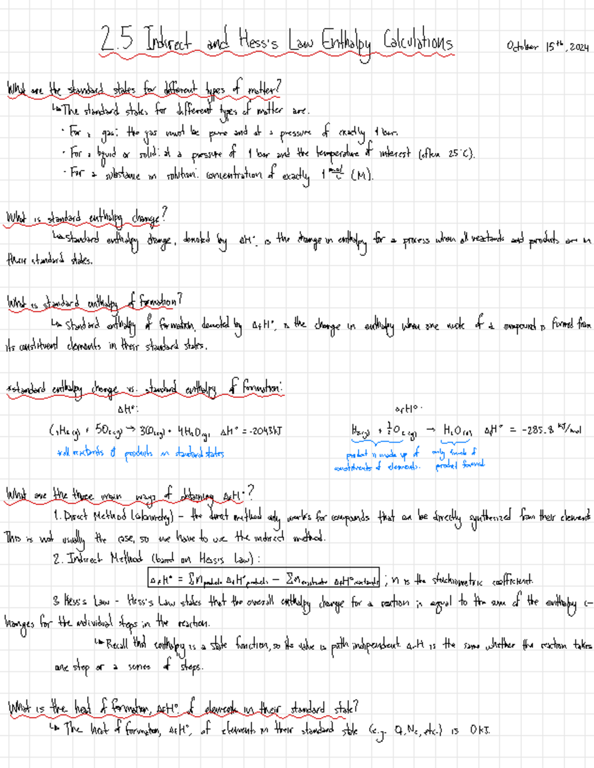 Indirect and Hess' Law Enthalpy Calculations (Chem 2.5) - Studocu