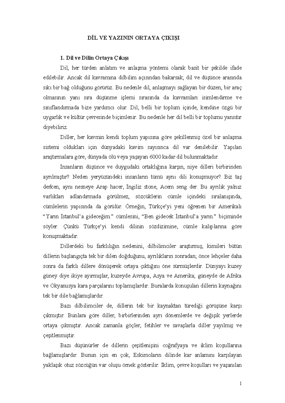 DİL VE YAZININ ORTAYA ÇIKIŞI - DERS NOTLARI - Studocu