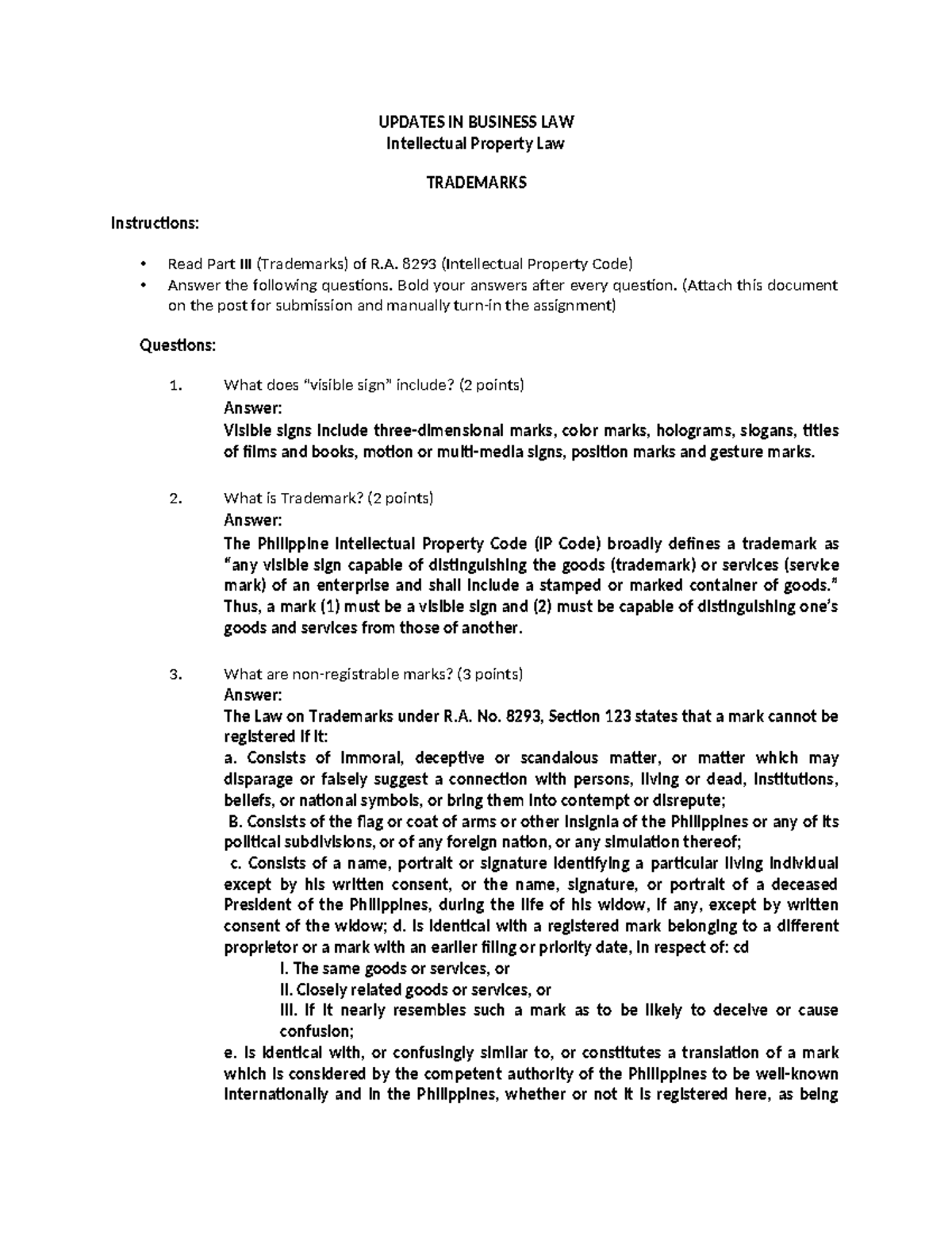 ACC 127 Assignment - Updates on Trademarks in Intellectual Property Law ...