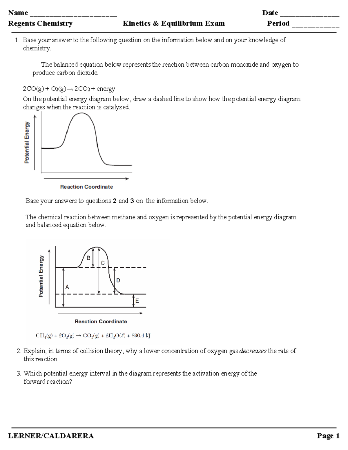 ML Kinetics & Equilibrium Exam Review for Period 1 - Studocu
