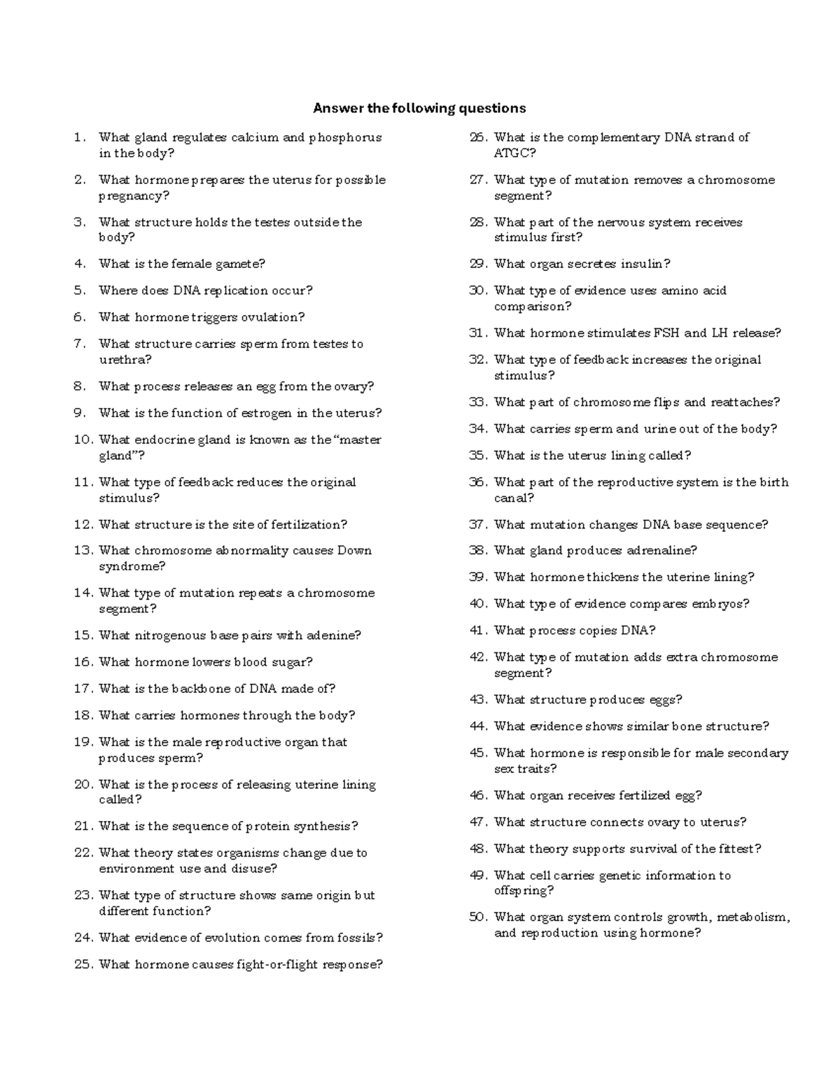 Biology 101: Reviewer - Questions 1-50 for 50 PTS Exam - Studocu