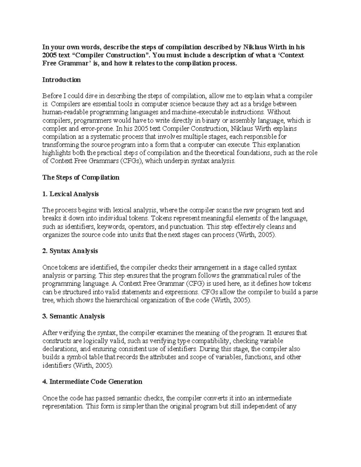 CS 4402 - Compilation Steps Explained: Wirth's 2005 Insights - Studocu