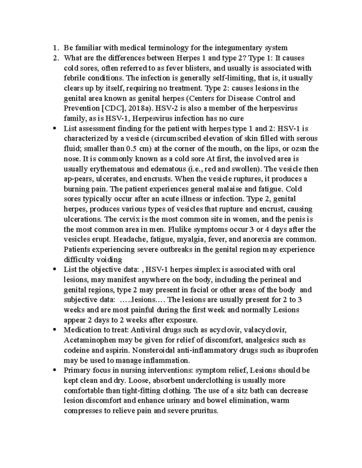 Integumentary System Disorders Study Guide (NUR 101) - Studocu