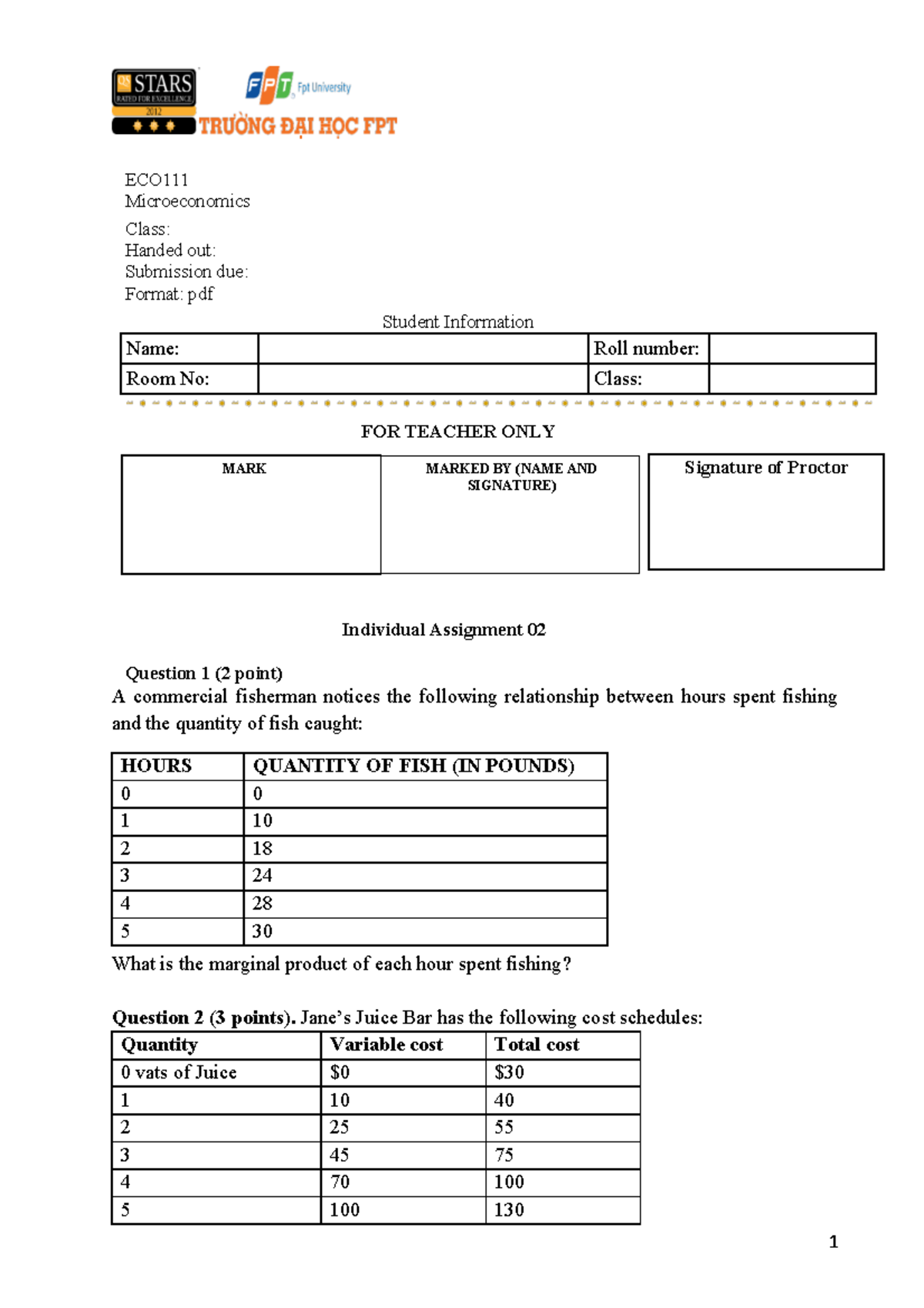 ECO111 Individual Assignment 2: Microeconomics Questions and Analysis ...