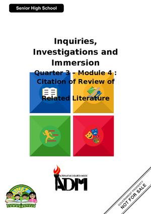 3is Q2 Module 3 Inquiries, Investigation and Immersion - Sharing your ...