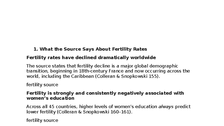 Independent Source Analysis: Fertility Rates & Government Policy (ITAE ...