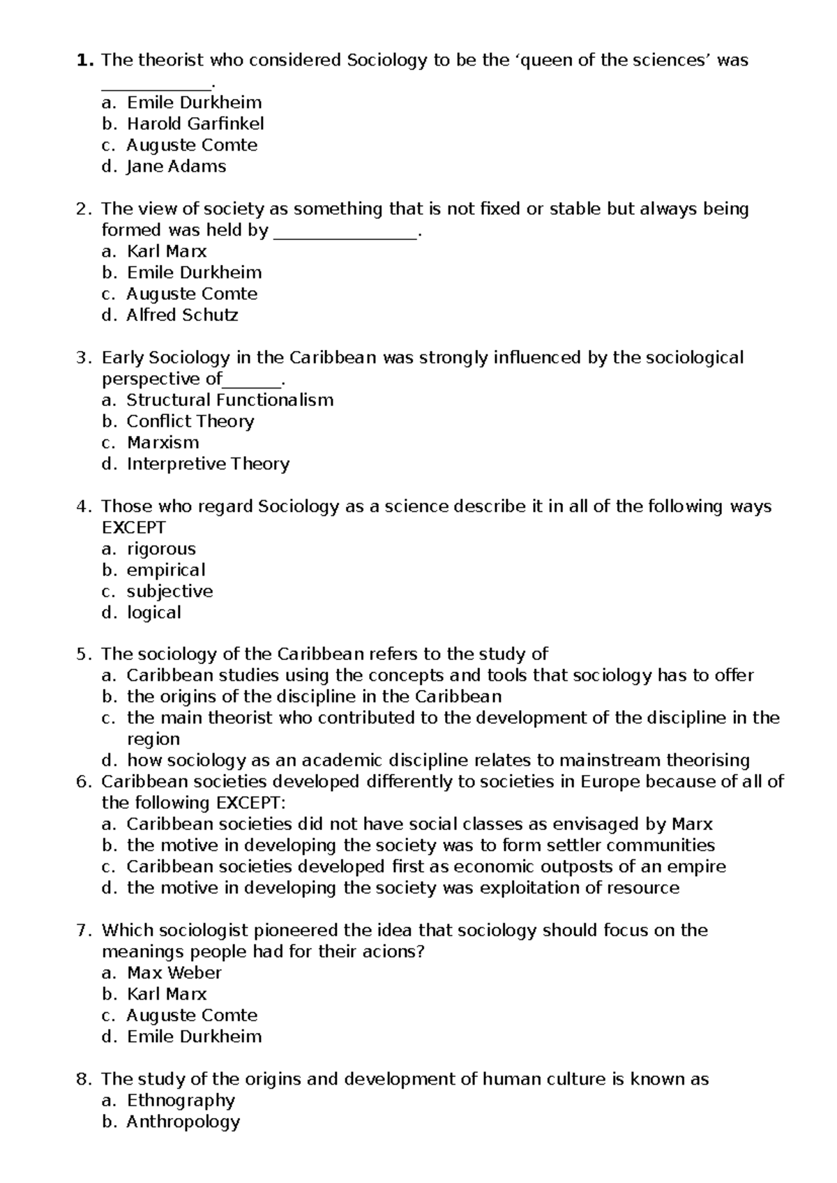 Sociology Questions - Population and development; sociological ...