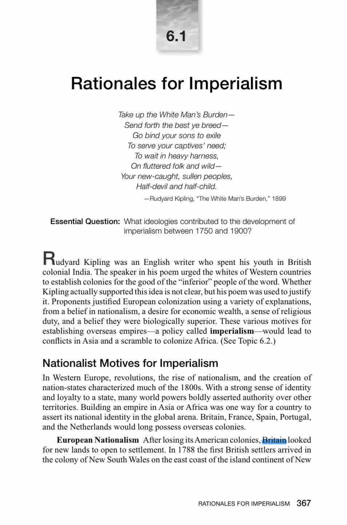 6.1 Rationales for Imperialism: Ideologies from 1750 to 1900 - Studocu