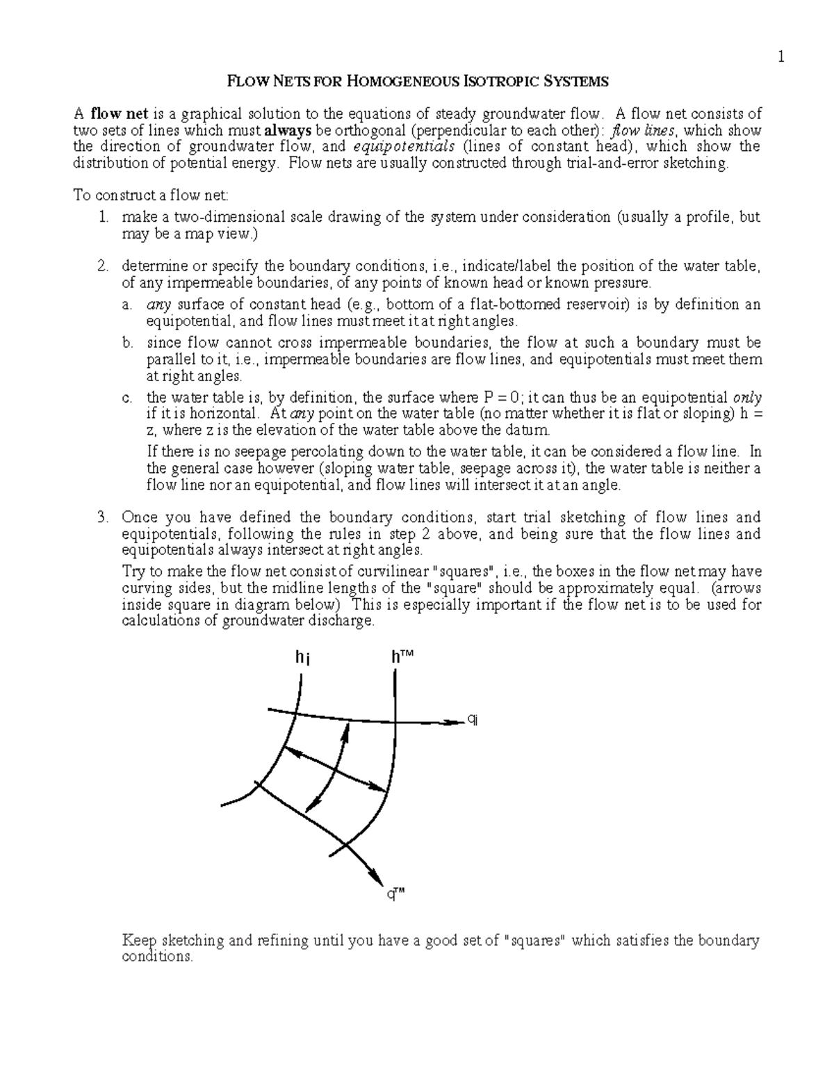 Constructing flow nets - 1 FLOW NETS FOR HOMOGENEOUS ISOTROPIC SYSTEMS ...