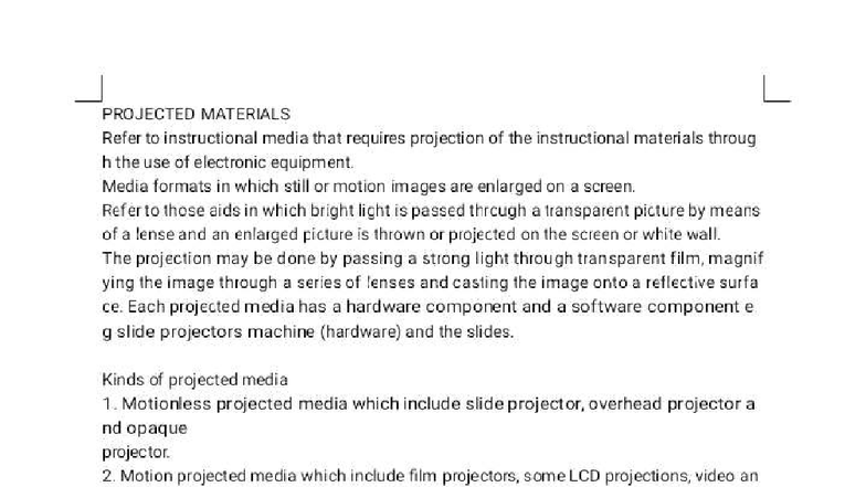 EDCI 221: Projected and Non-Projected Media in Instruction - Studocu