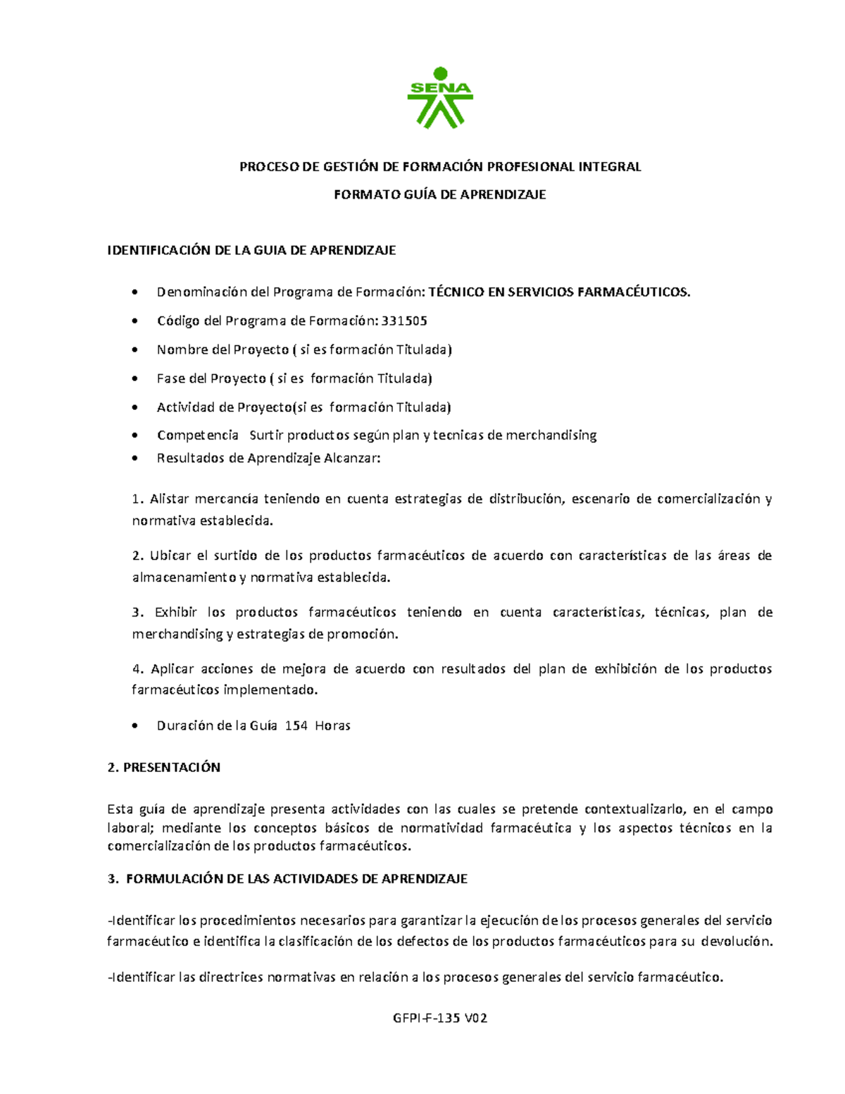 Guía de Aprendizaje: Gestión en Servicios Farmacéuticos 331505 - Studocu