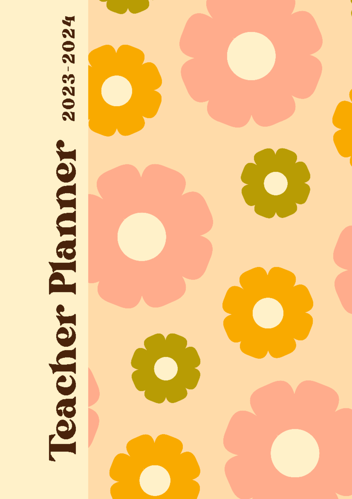 Teacher Planner for 2023-2024 in Cream, Pink, Yellow and Green Retro ...