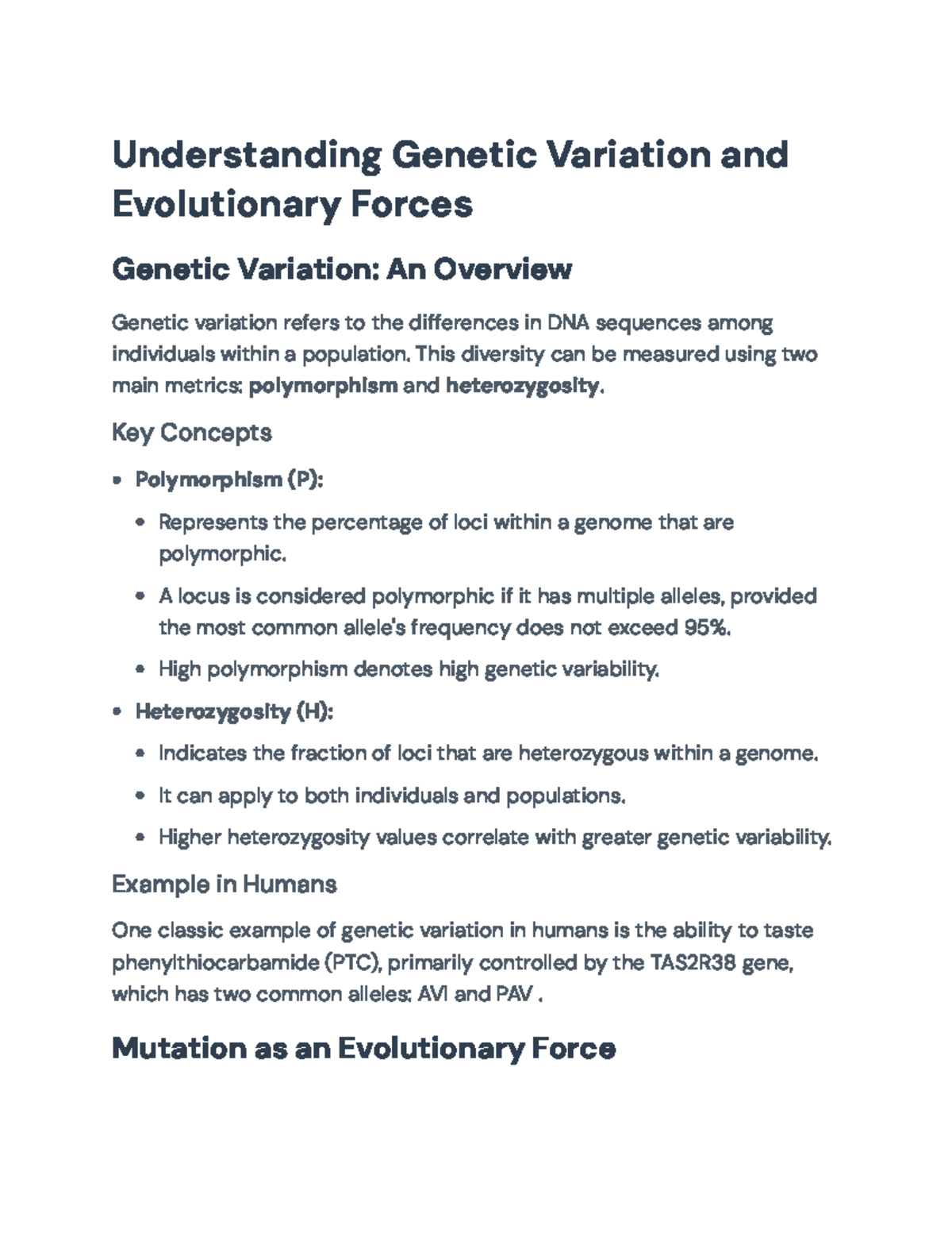 Genetic Variation and Evolutionary Forces: Insights and Applications ...