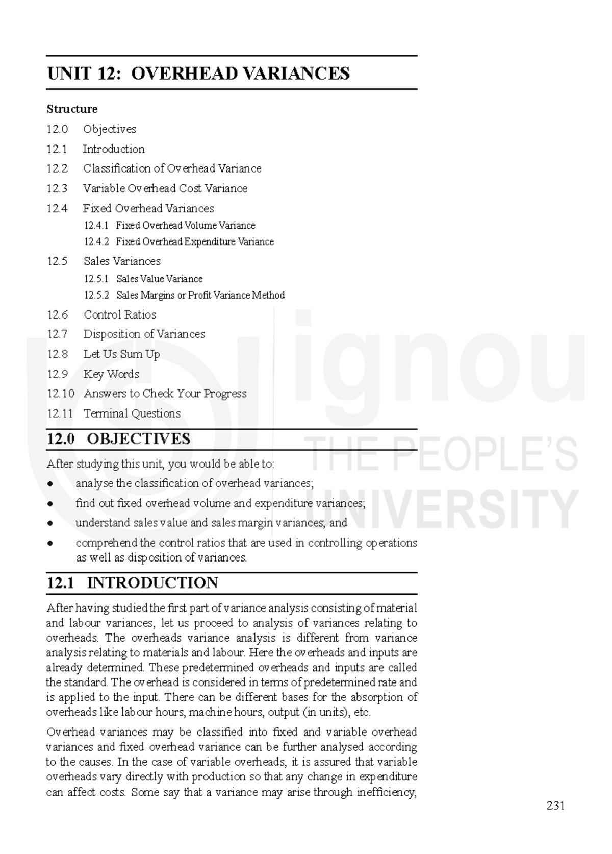 Unit 12: Overhead Variance Analysis and Sales Variance Insights - Studocu