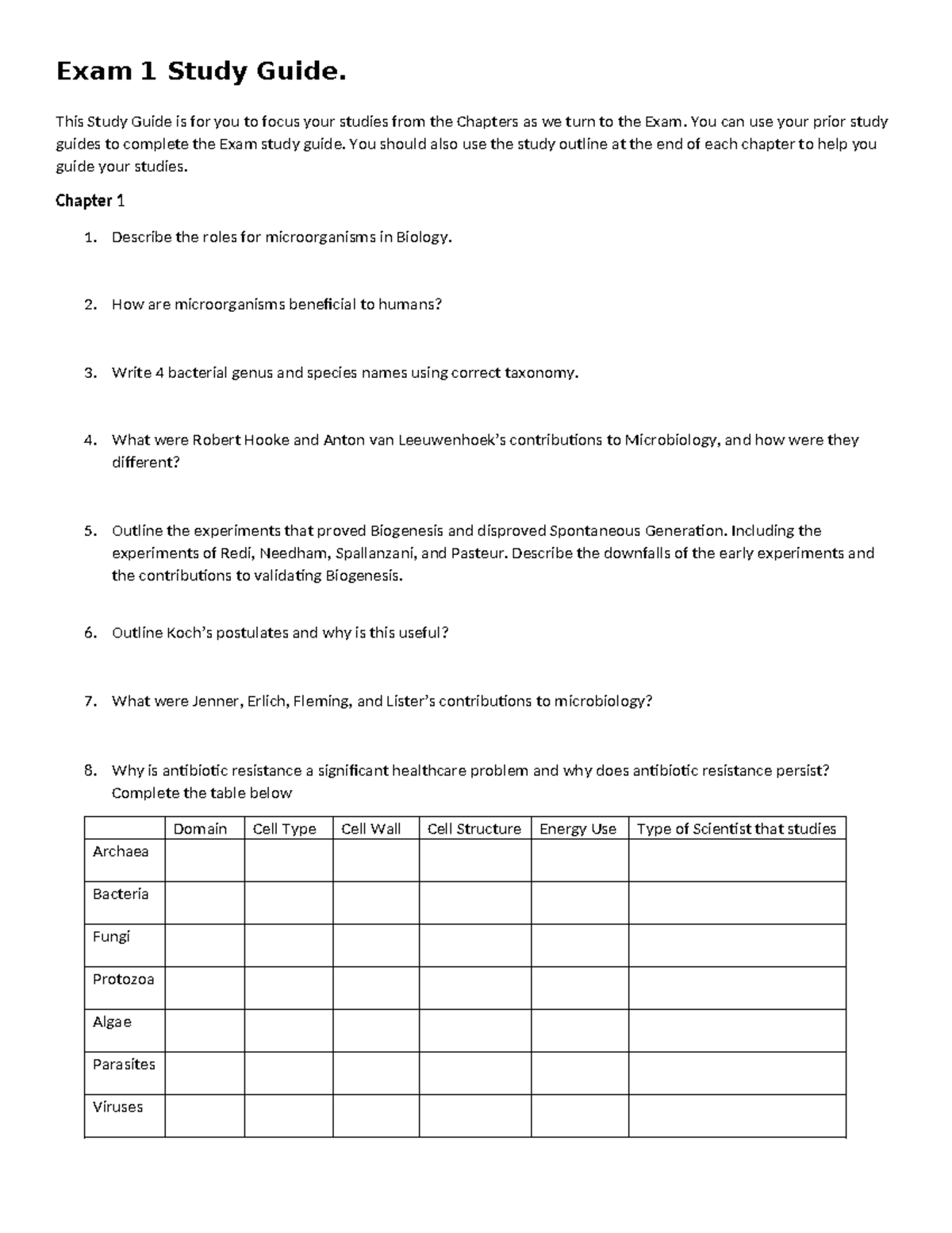 Microbiology Unit 1 Exam Study Guide: Key Concepts & Review Tips - Studocu