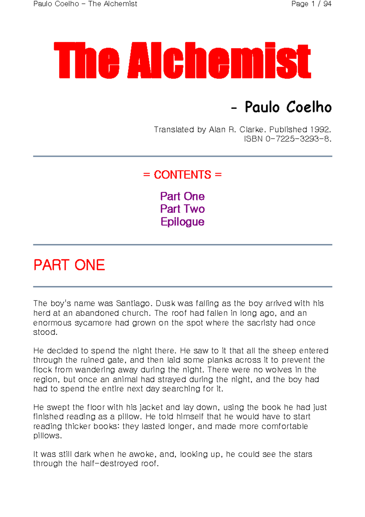 Paulo Coelho - The Alchemist: Chapter Analysis and Summary - Studocu