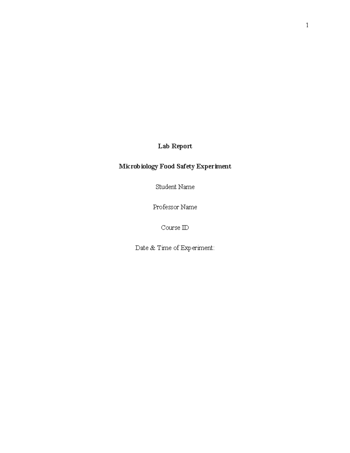 Microbiology Food Safety Lab Report - Experiment Results & Analysis ...