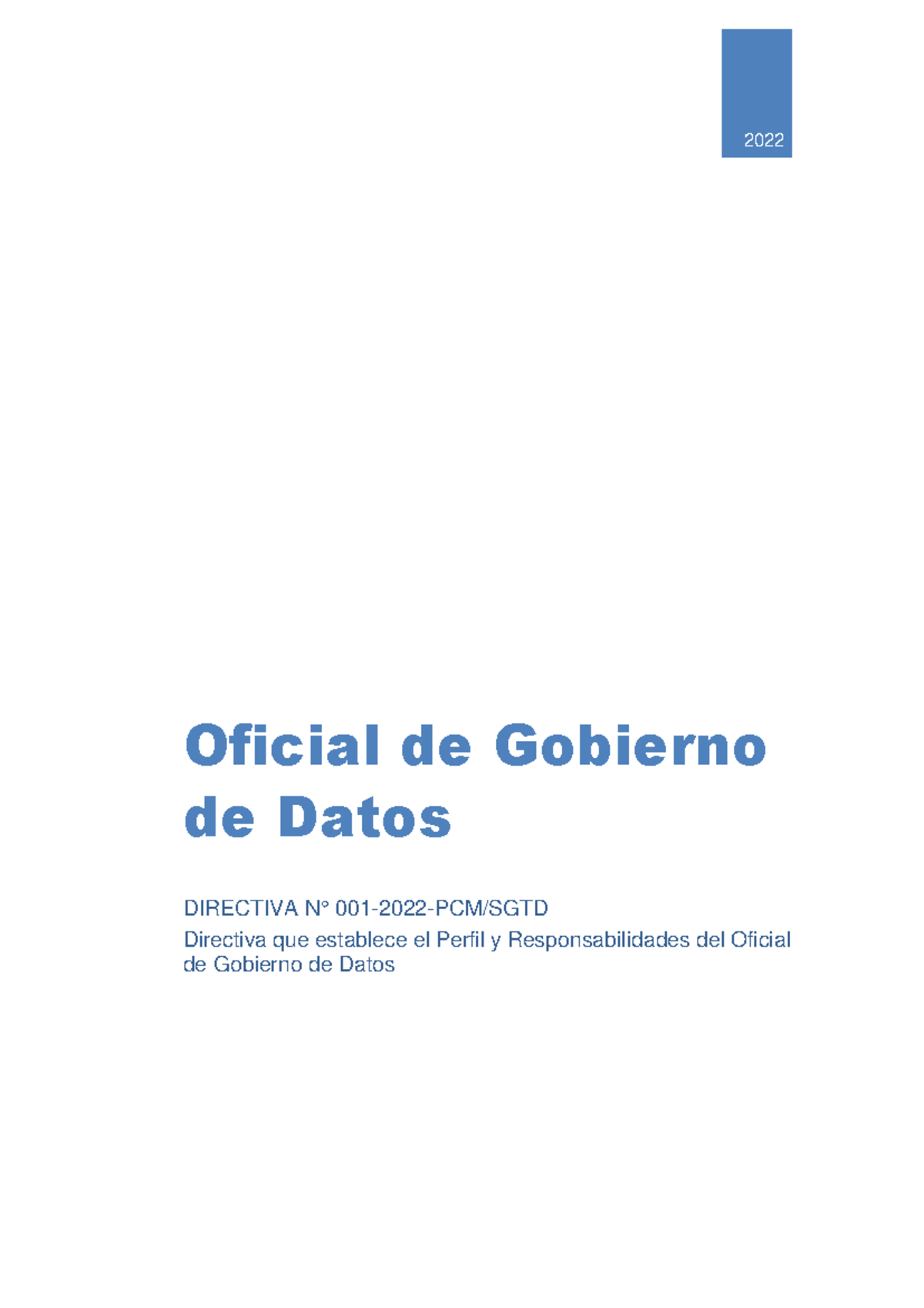 PCM/SGTD Directiva: Perfil y Responsabilidades del Oficial de Gobierno ...