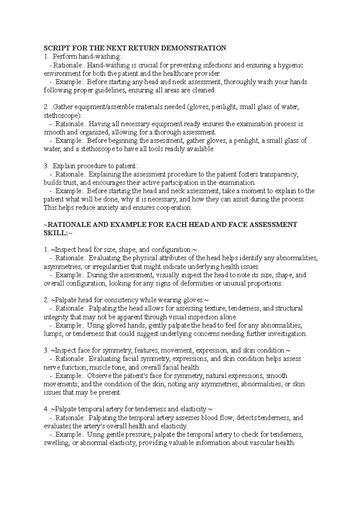 Head and Neck Assessment Demo Script for Clinical Practice - Studocu