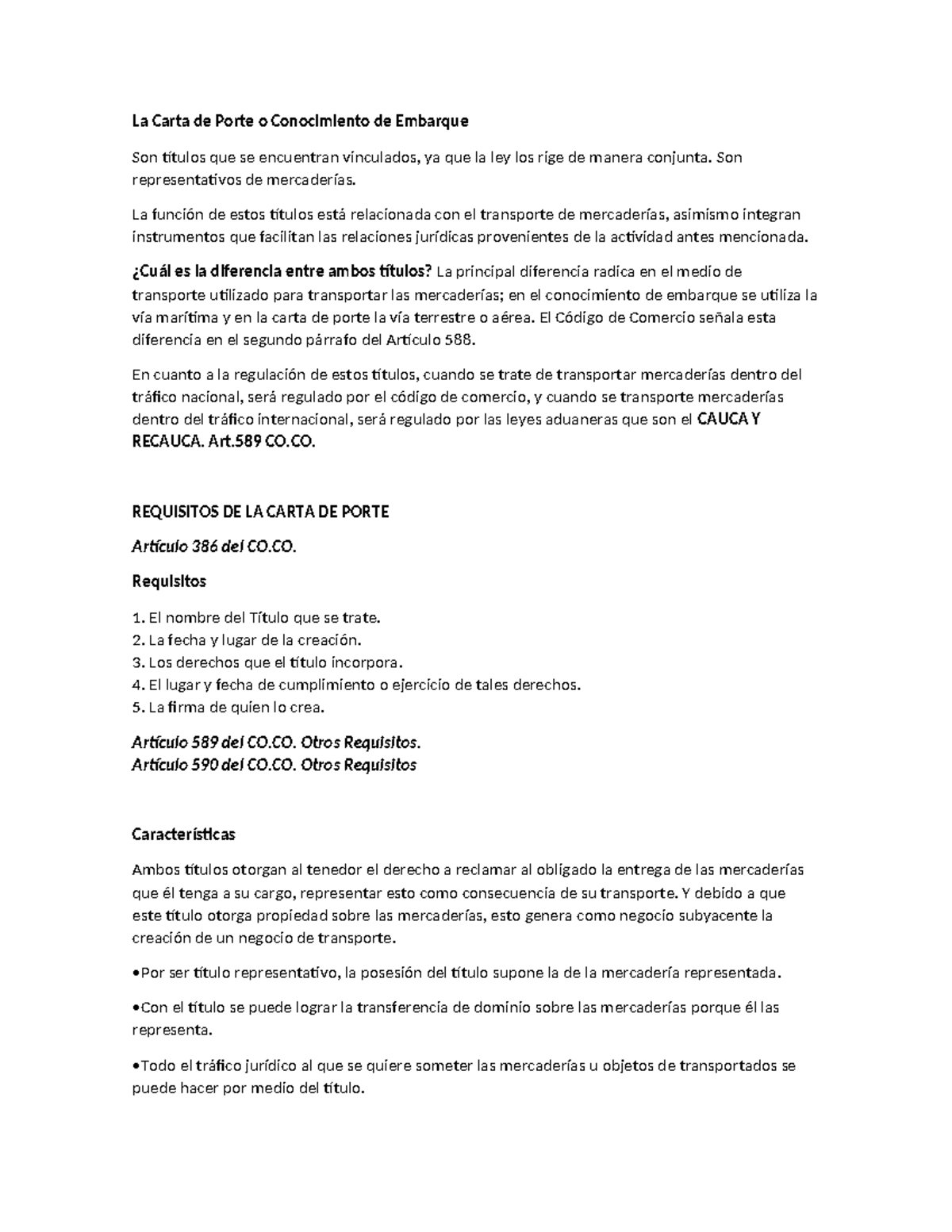 La Carta de Porte y Conocimiento de Embarque: Diferencias y Requisitos ...