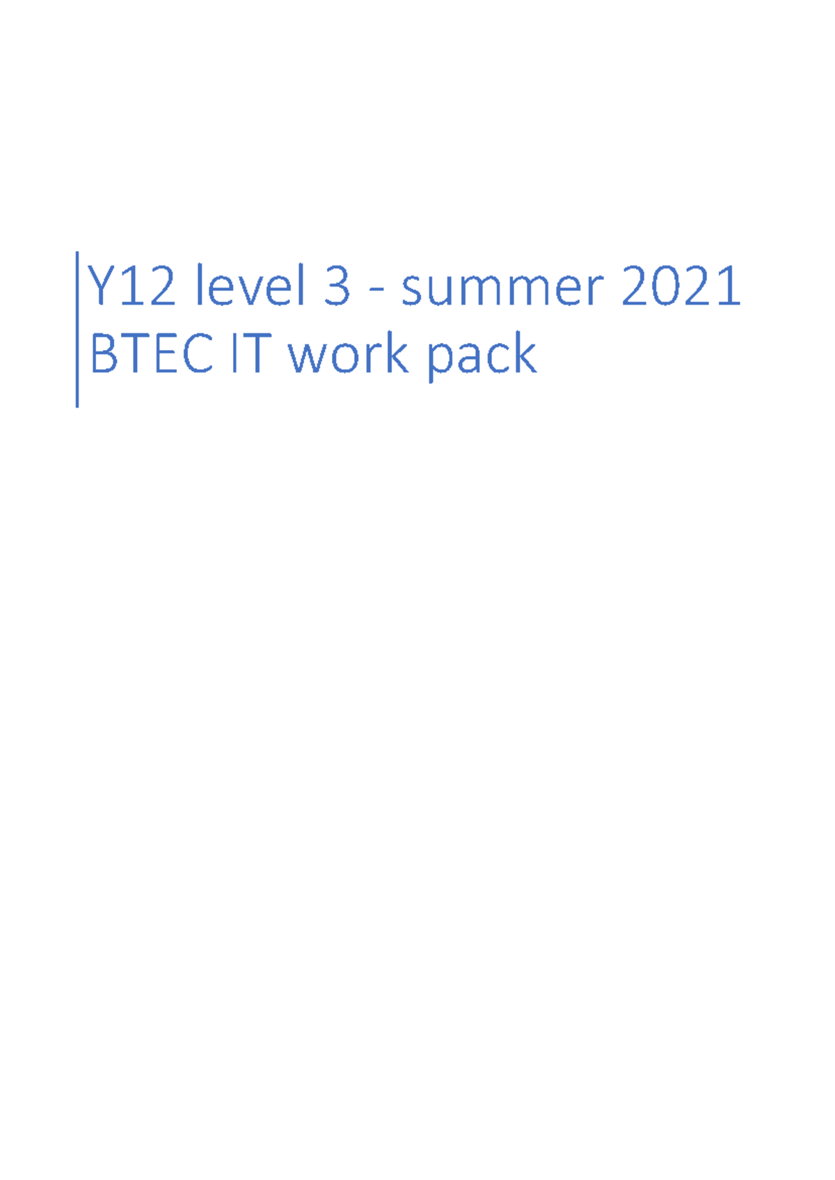 Y12 BTEC IT Revision Pack: Units 2 & 6 Overview and Timetable - Studocu