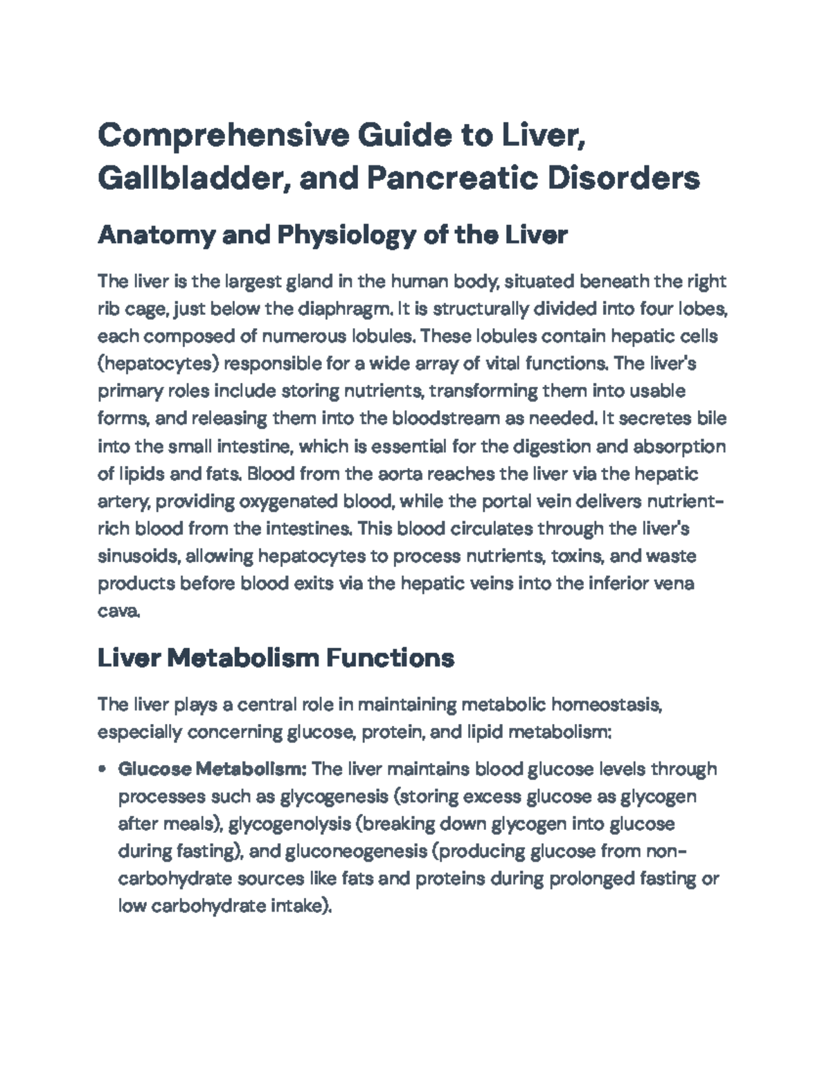 Comprehensive Guide on Liver, Gallbladder, and Pancreas Disorders - Med ...