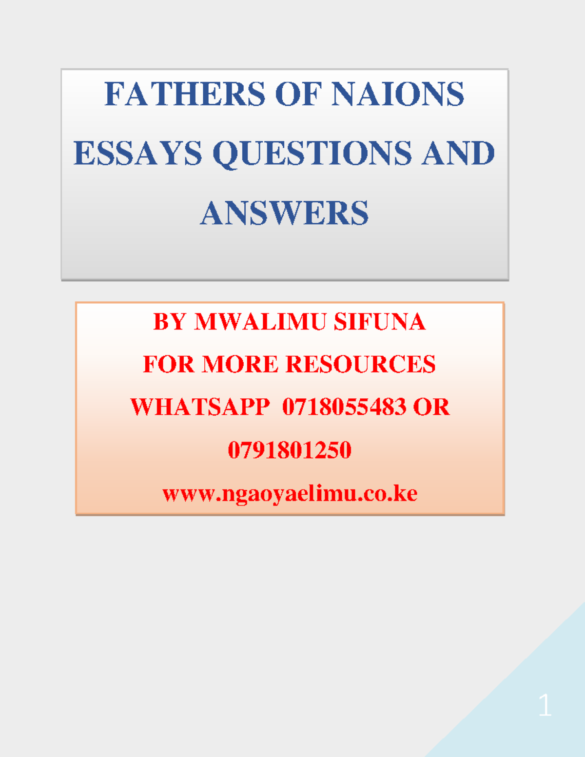 805226694 - Fathers of Nations: Essay Questions & Answers Analysis ...