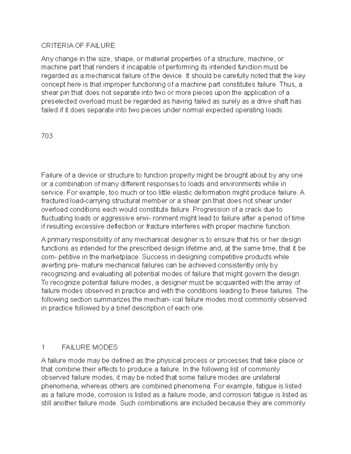 Criteria OF Failure - Any change in the size, shape, or material ...